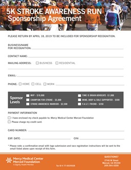 5K Stroke Run - Sponsorship - Mercy Medical Center Merced Foundation ...